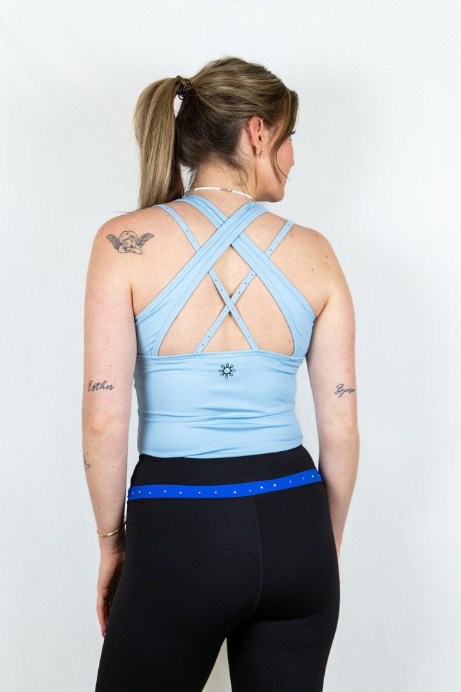 Blue Sports Top with Thin Crossed Straps | Goal Digger